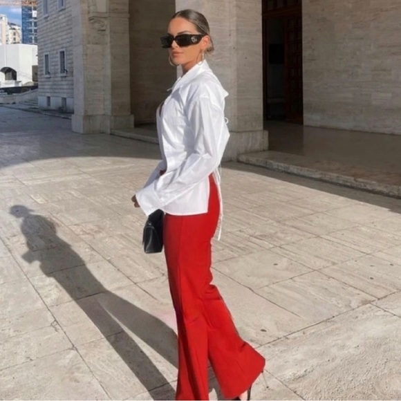 Zara | Pants & Jumpsuits | Nwt Zara Studio Red Low Waist Limited ...